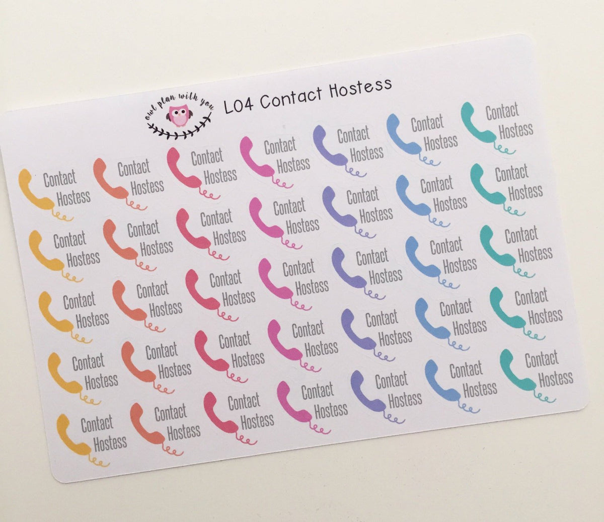 L04 || Contact Hostess Stickers – OwlPlanWithYou