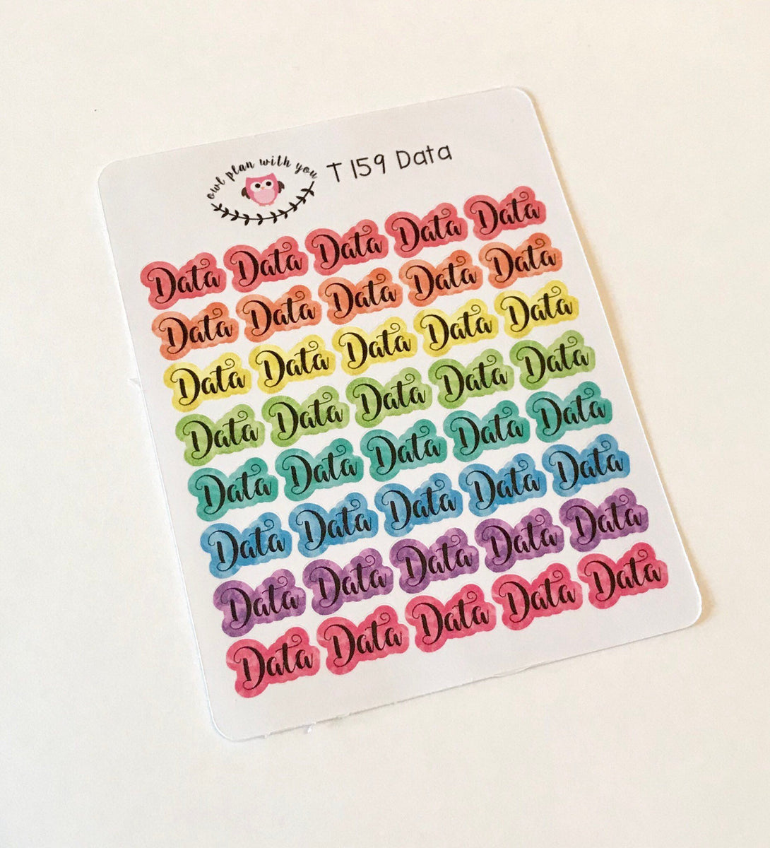 T159 || 40 Rainbow Data Stickers – OwlPlanWithYou