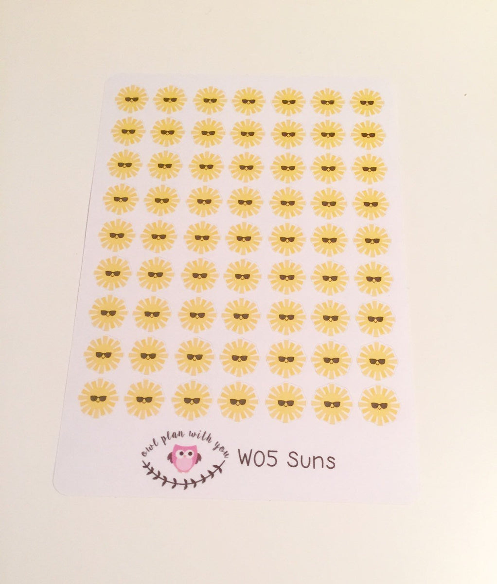 W05 || 63 Sun Weather Tracking Stickers – OwlPlanWithYou